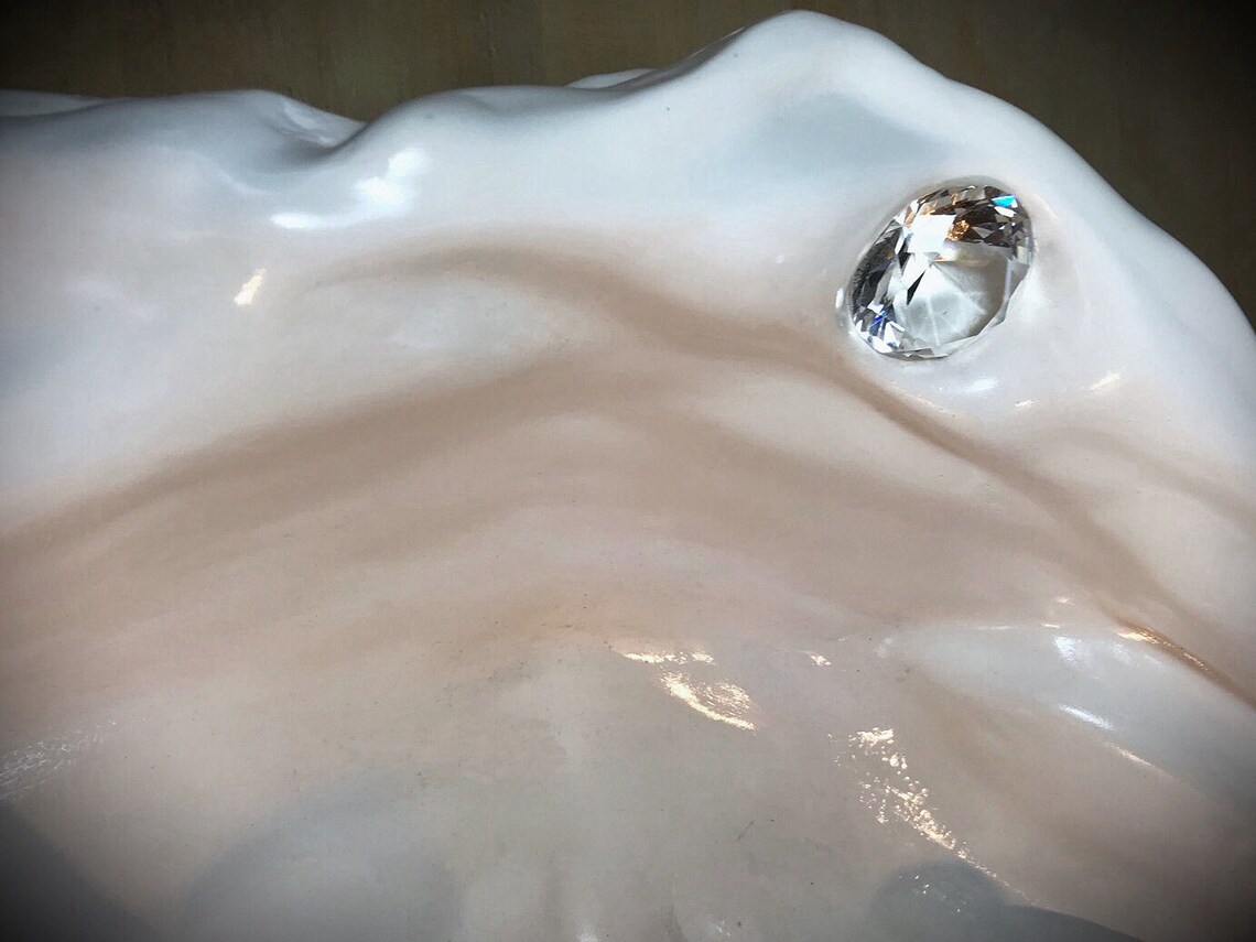 Giant Clam Shell Gem Encrusted "tiffany" Sculpture Art Limited Edition ...