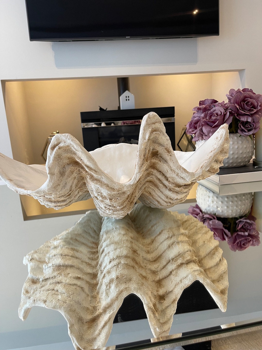 Serenity Large Real Sand Giant Clam Shell Sculptured Art Sculpture ...