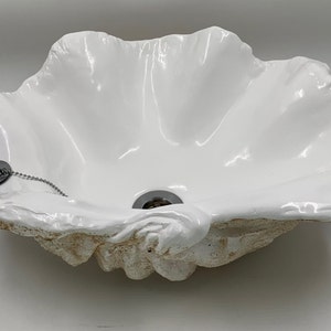 Giant Clam Shell Bathroom Sink Wash Basin Bowl Vessel Counter Top ...