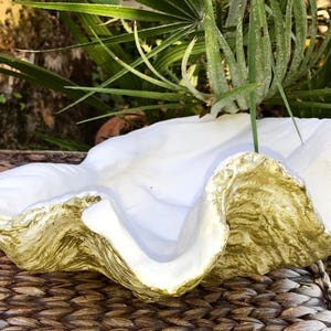 Small Gold Fleck Giant Clam Shell Sculpture Ornament Bowl Handmade for ...