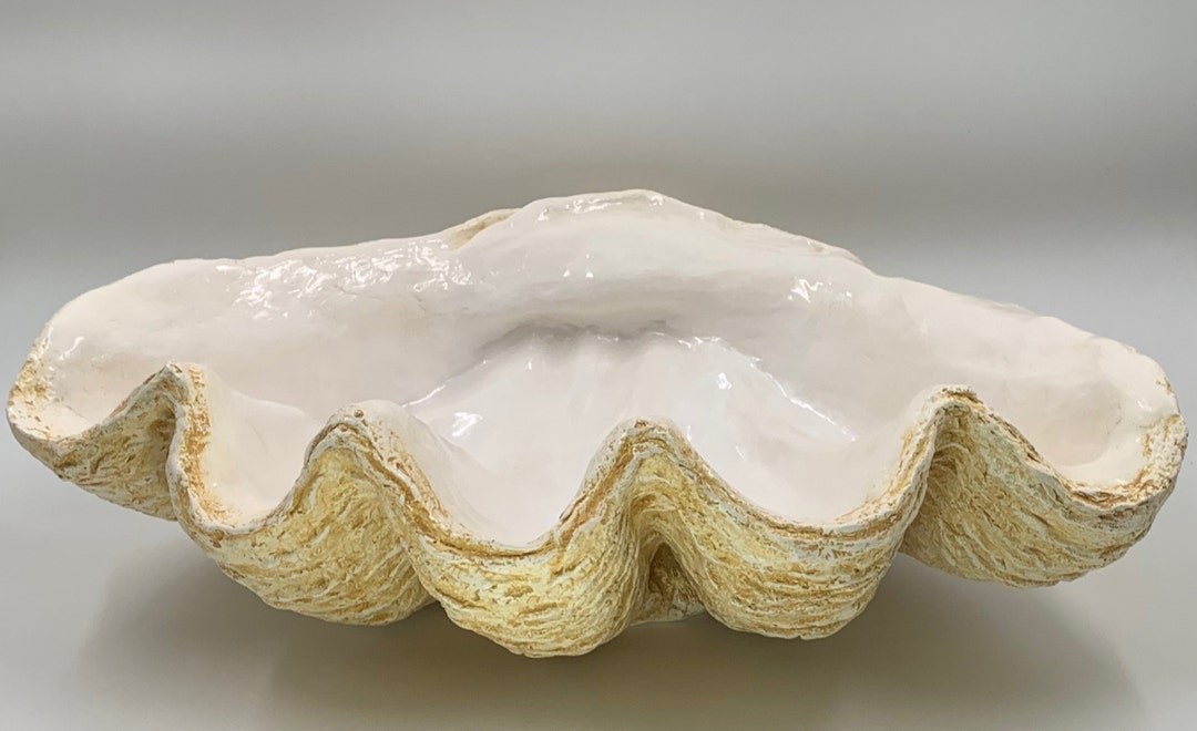 Handmade Caramel Giant Clam Shell Bowl Fruit Bowl Sculpture ...