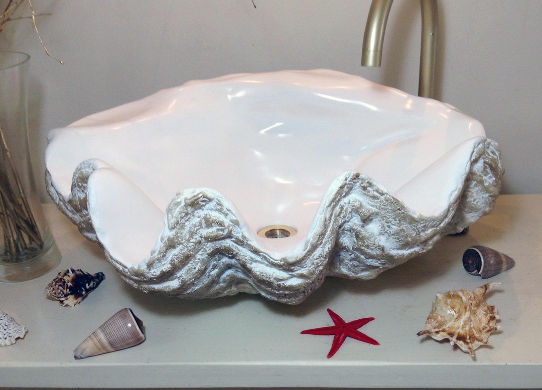 Medium Giant Clam Shell Bathroom Sink Wash Basin Vessel Bowl Counter ...