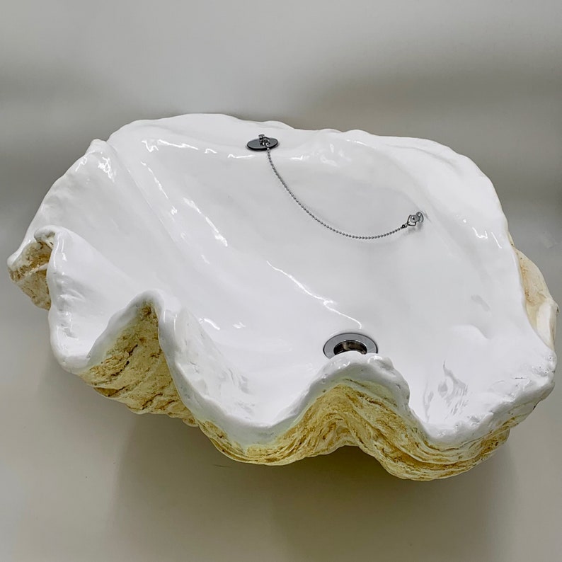 Giant Clam Shell Bathroom Sink Wash Basin Vessel Bowl in Caramel ...
