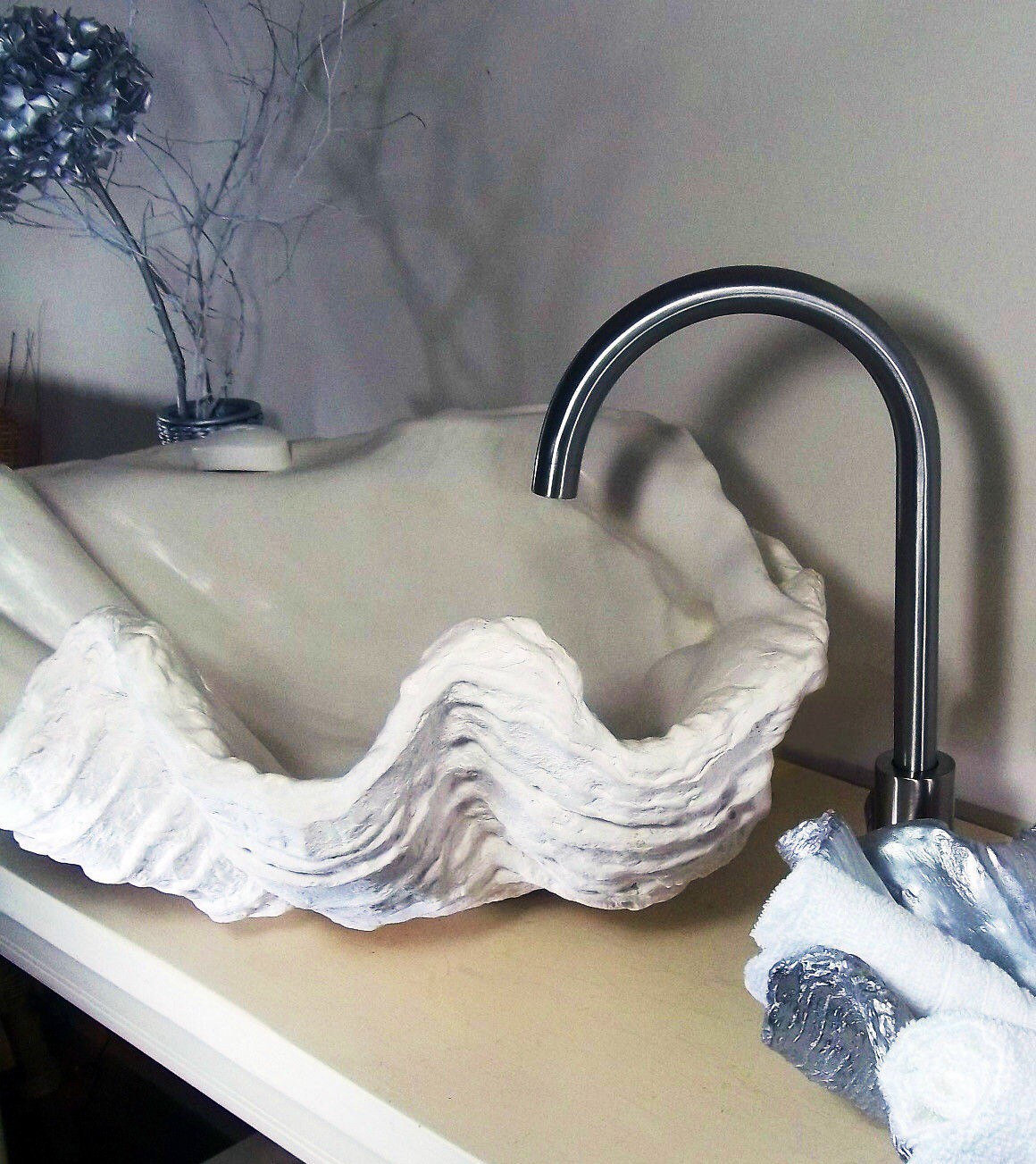 Giant Clam Shell Bathroom Sink Wash Basin Vessel Bowl In White | Etsy