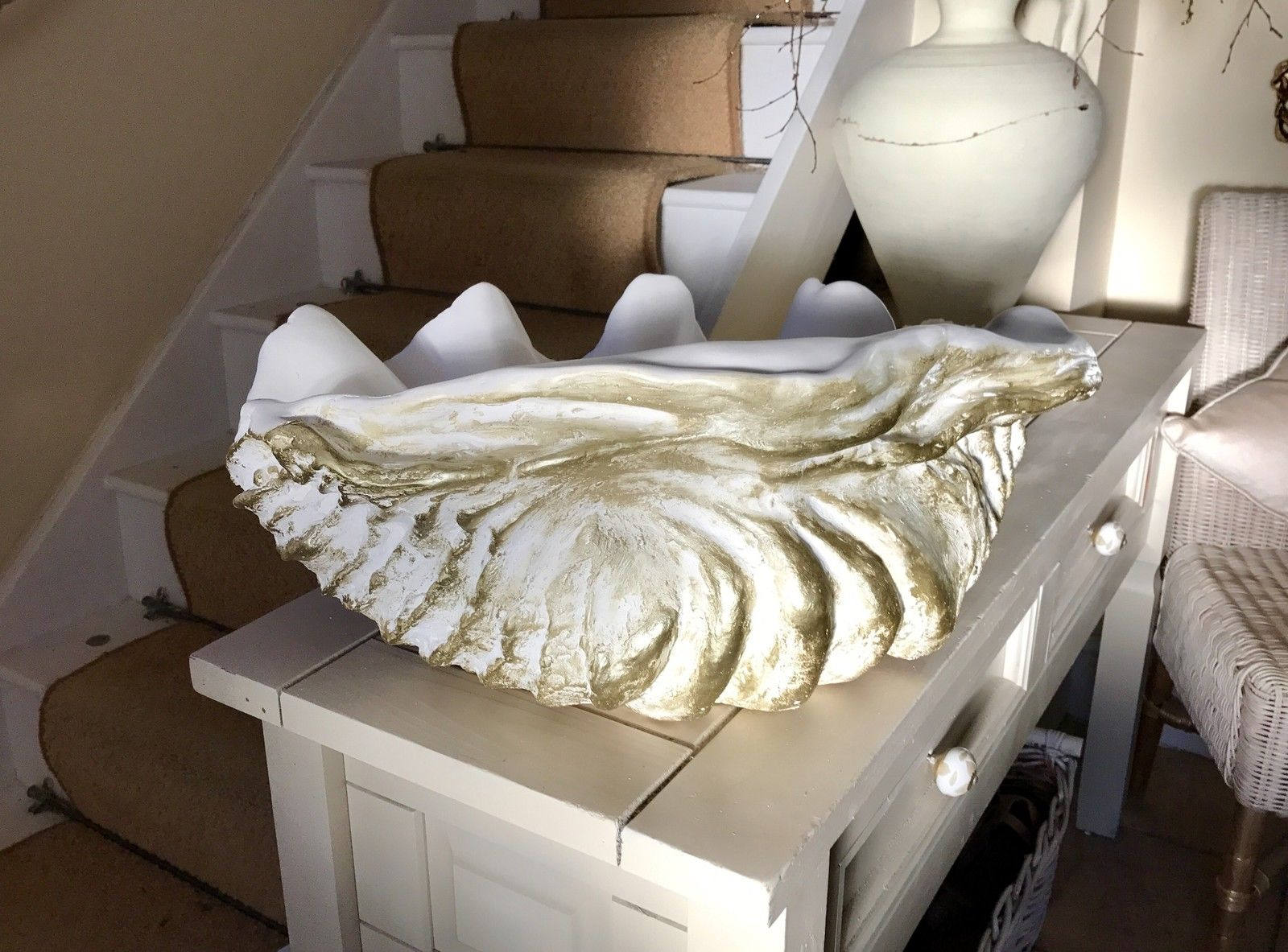 Large Gold Fleck Giant Clam Shell Sculpture Art Gift Home | Etsy