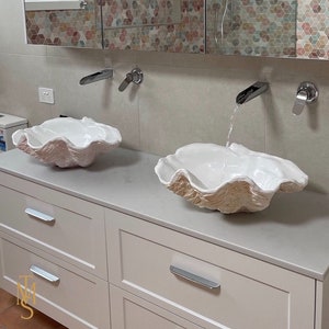 2 X Giant Clam Shell Bathroom Sink Wash Basin Bowl Vessel Counter Top ...