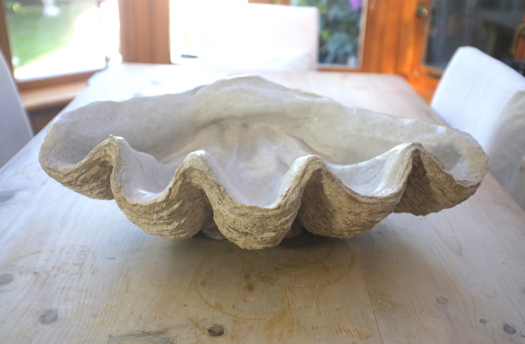 Caramel Giant Clam Shell Stylish Vessel Bowl Handmade Sculpture Art ...