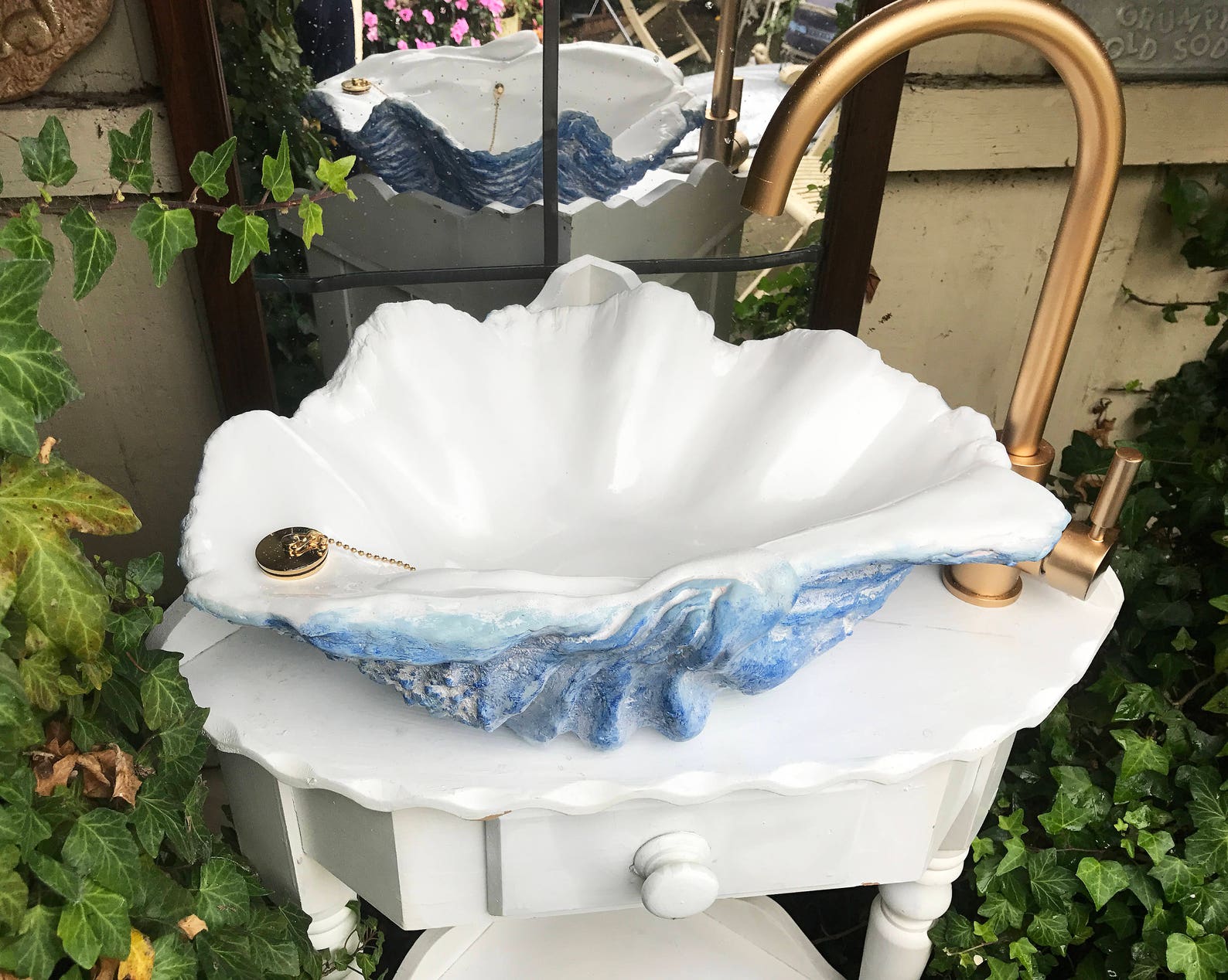 Giant Clam Shell Bathroom Sink Vessel Wash Basin Bowl Sculpture Art ...
