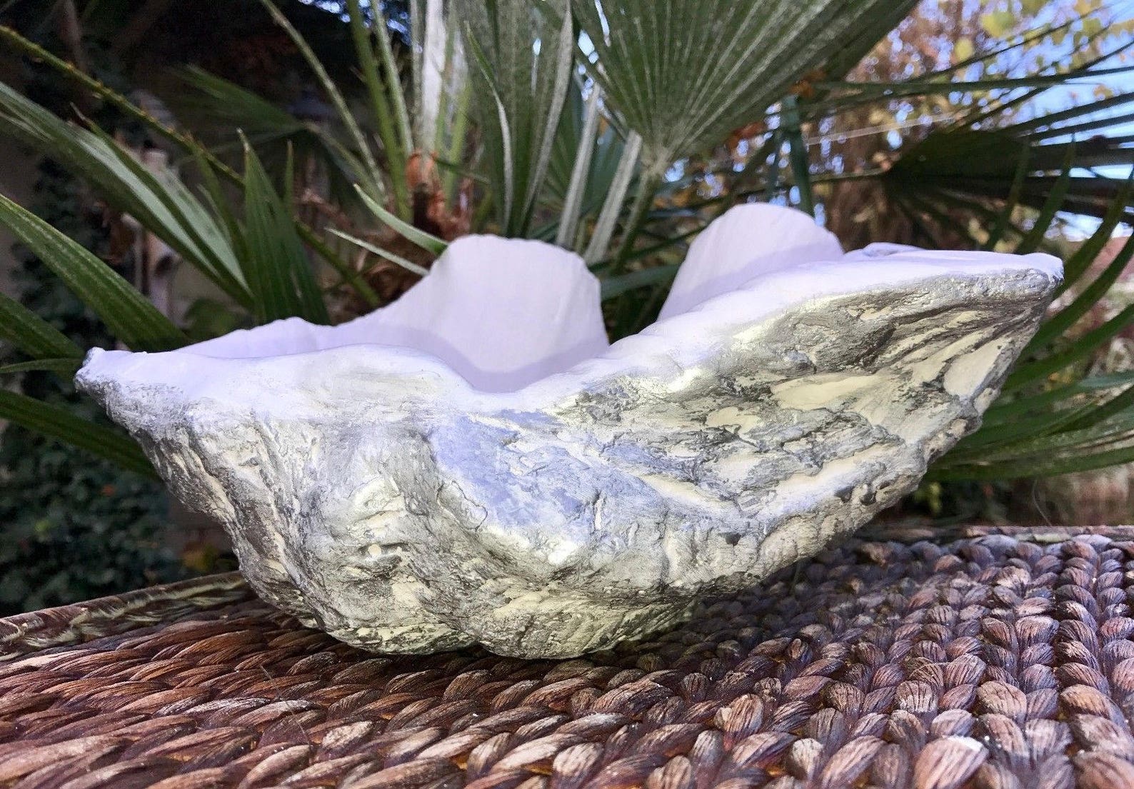 Small Grey Fleck Giant Clam Shell Sculpture Art Ornament Bowl | Etsy