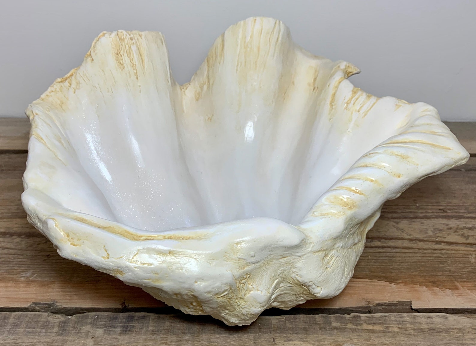 Small Caramel Giant Clam Shell Sculpture Art Ornament Bowl Handmadefor ...