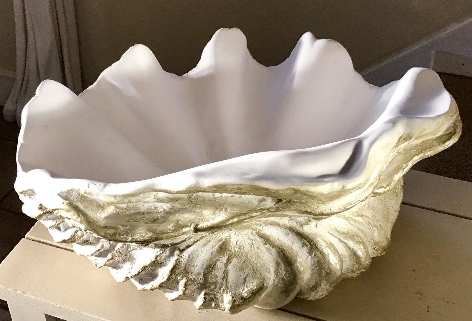 Large Gold Fleck Giant Clam Shell Sculpture Art Gift Home | Etsy