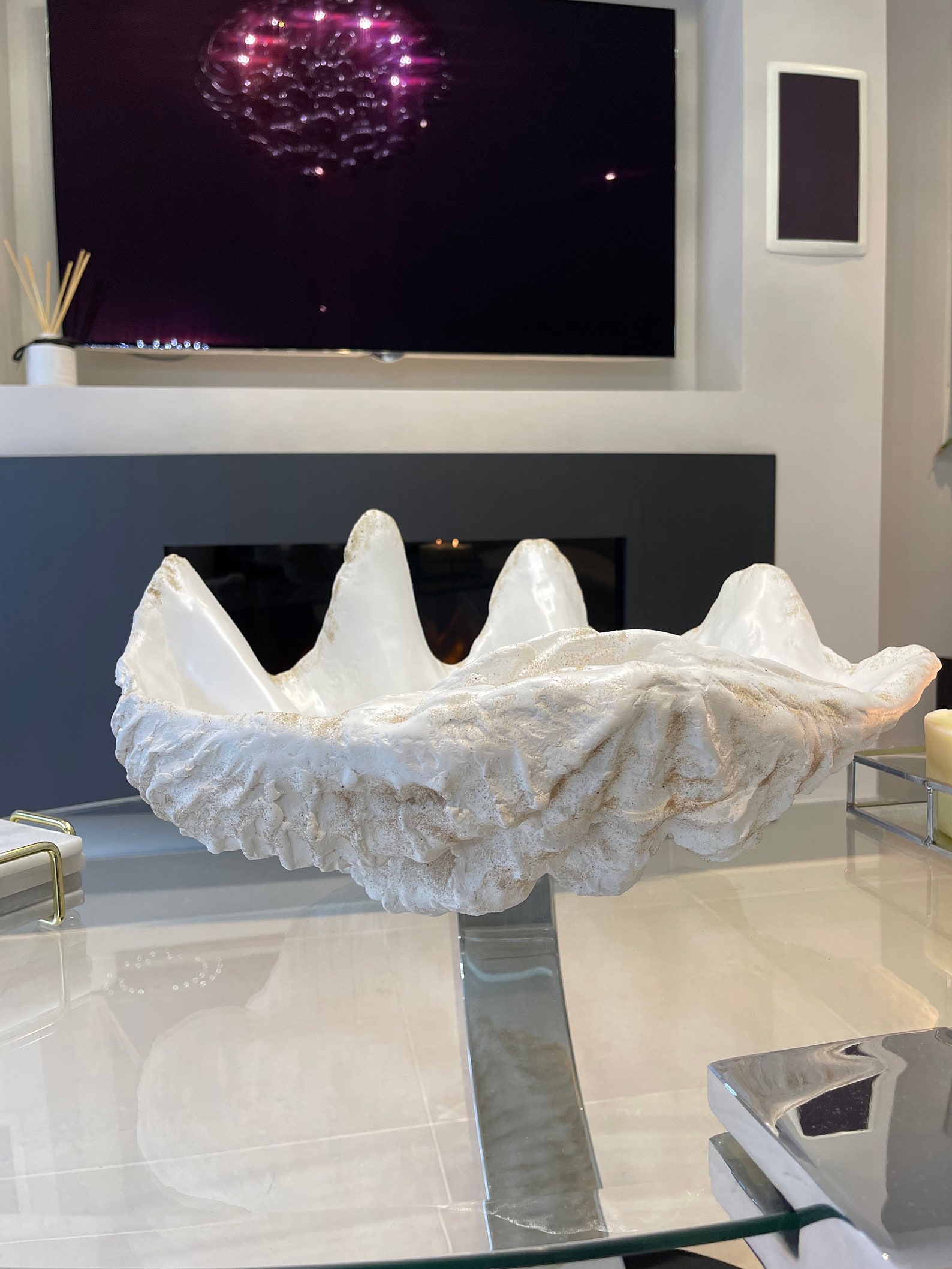Serenity Large Real Sand Giant Clam Shell Sculptured Art Sculpture ...