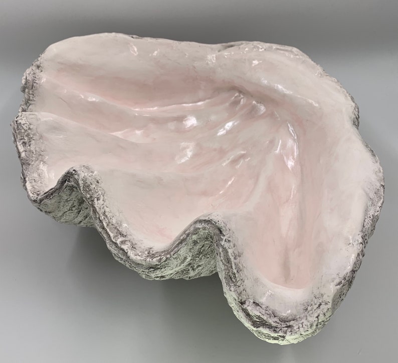 Light Grey Giant Clam Shell Sculpture Contemporary Centerpiece - Etsy