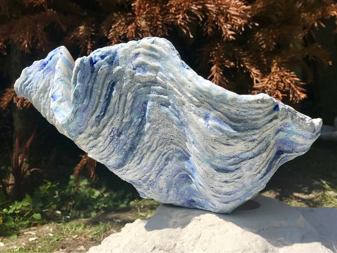 Small Giant Clam Shell Sculpture "courtney" in Loving Memory, Sky Blue ...