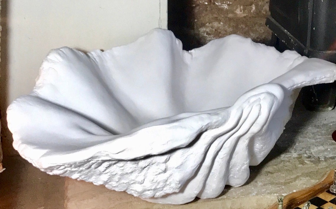 Medium White Giant Clam Shell Sculpture Art Finished in White | Etsy