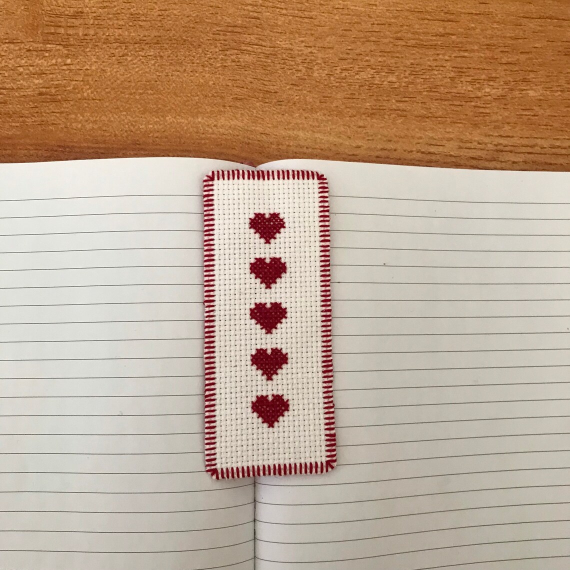 Religious Christian Cross Stitch Bookmark Embroidery Five Red Hearts ...