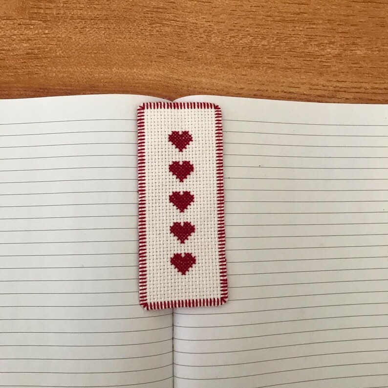 Religious Christian Cross Stitch Bookmark Embroidery Five Red Hearts ...