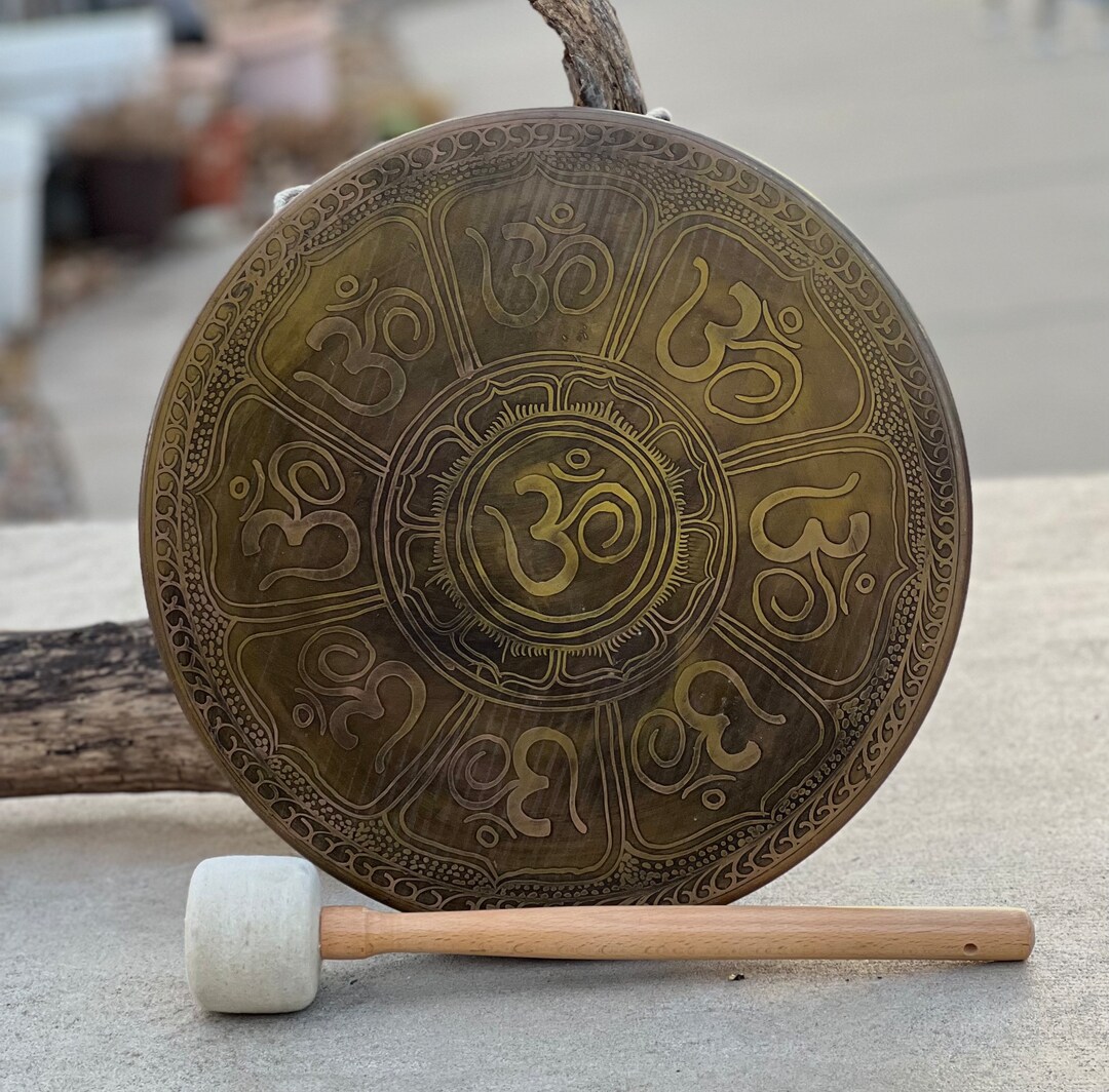 Tibetan Om Gong 14 Inches Diameter Handmade, Temple Gong Healing ...