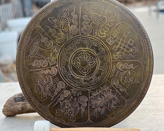 Tibetan Buddhist 8 Lucky Symbols Gong 18 Inches Diameter Handmade ...