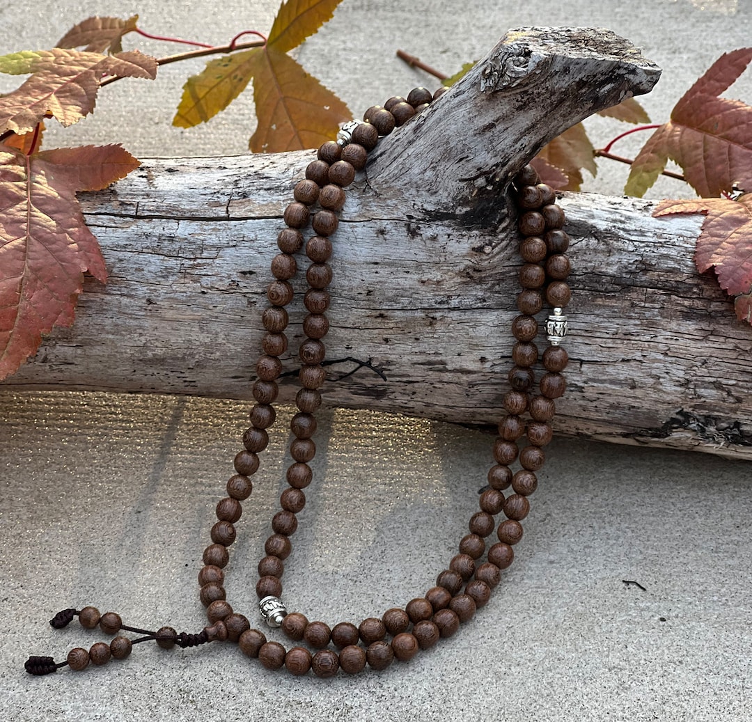 Tibetan Meditation Nyatoh Wood 108 Beads Mala, Prayer Beads, Buddhist ...