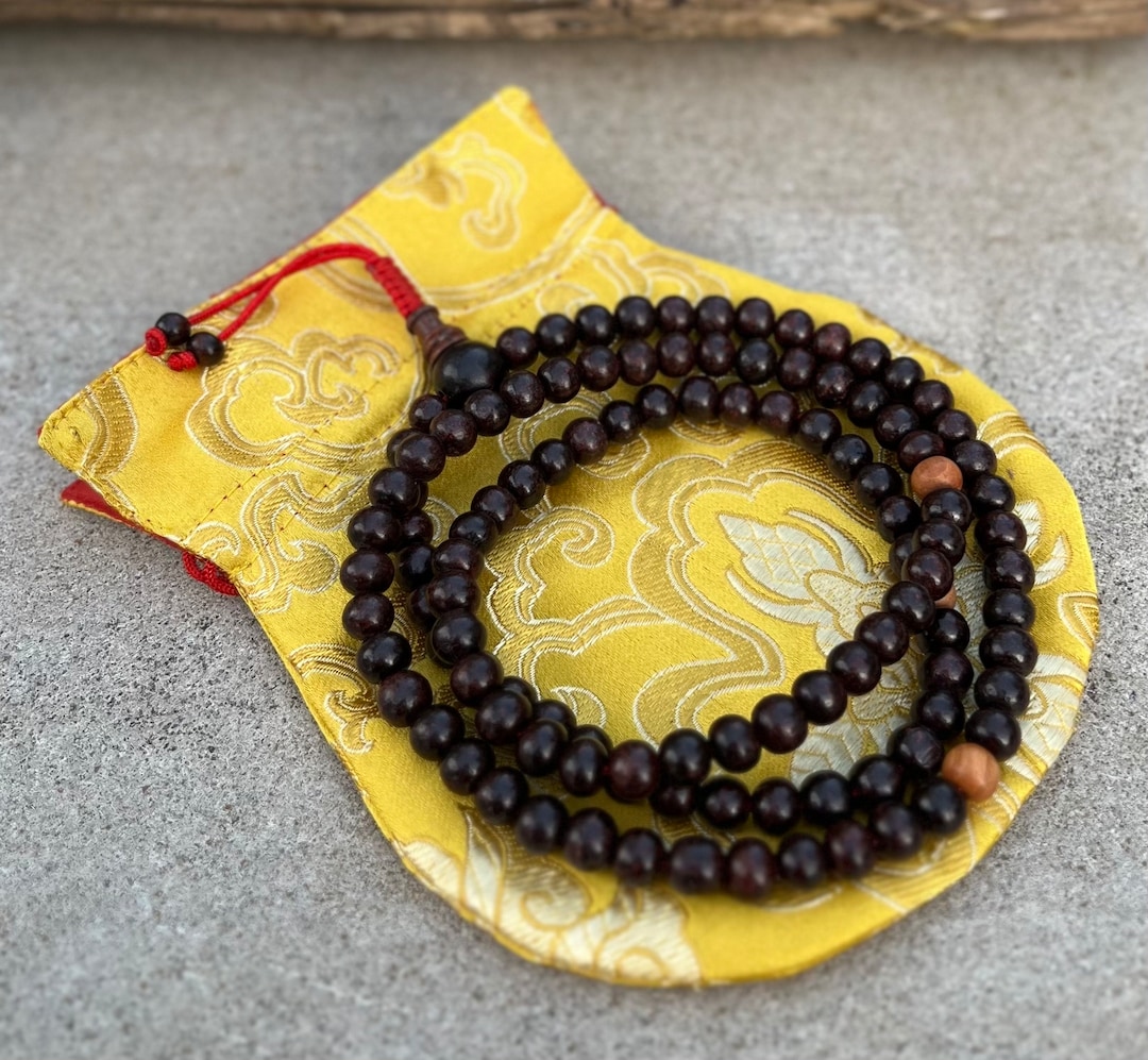 Natural Rosewood Mala / Rosary 108 Beads / Matching Guru Bead / Free ...