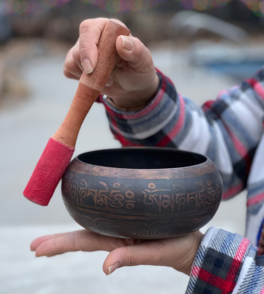 Old Etched One of A Kind Tibetan Singing Bowl Complete Set - Etsy