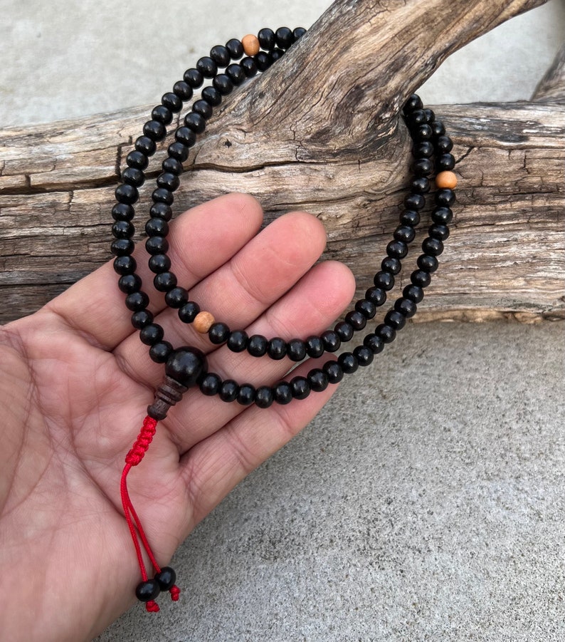 Natural Rosewood Mala / Rosary 108 Beads / Matching Guru Bead / Free ...
