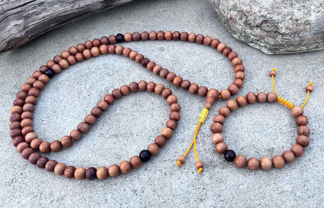 Tibetan Buddhist Genuine Sandal Wood Adjustable Mala Set / Meditation ...