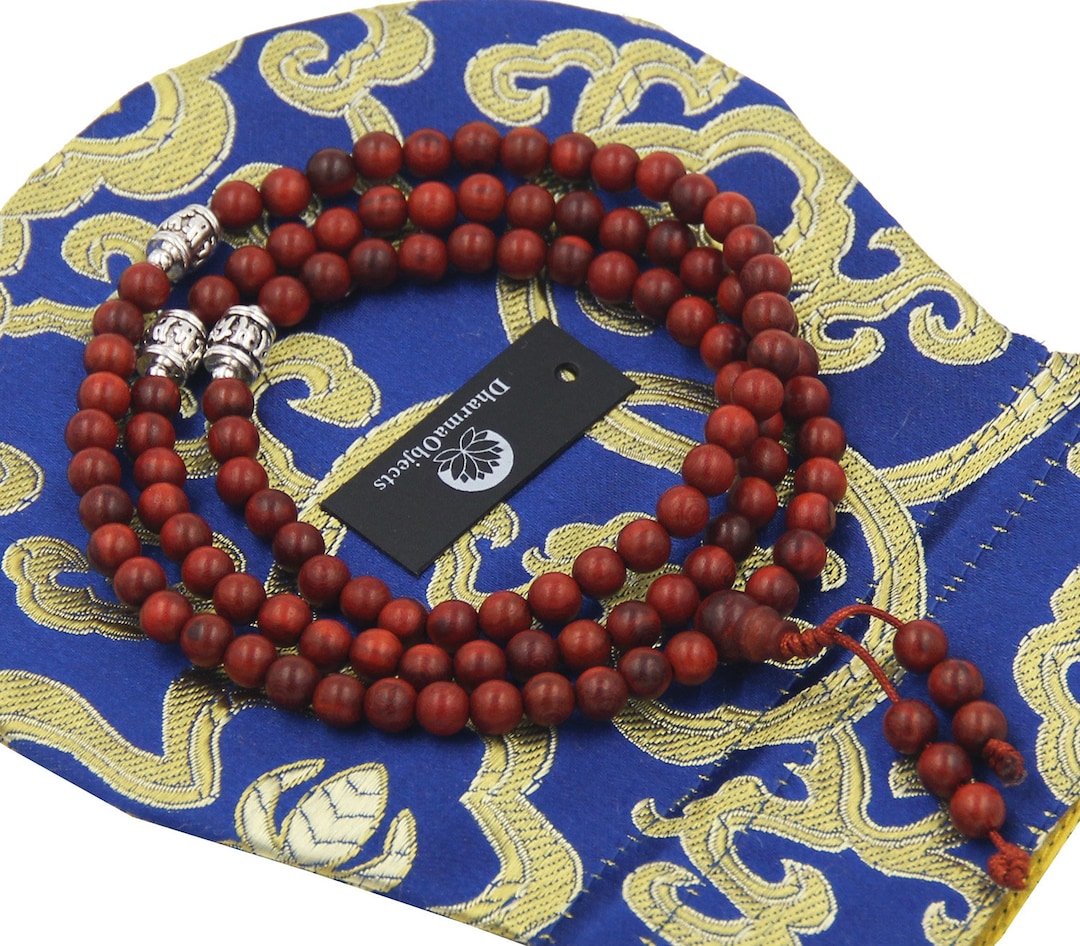 Tibetan Buddhist Genuine Rosewood Mala / Rosary 108 Beads / Free Silk ...