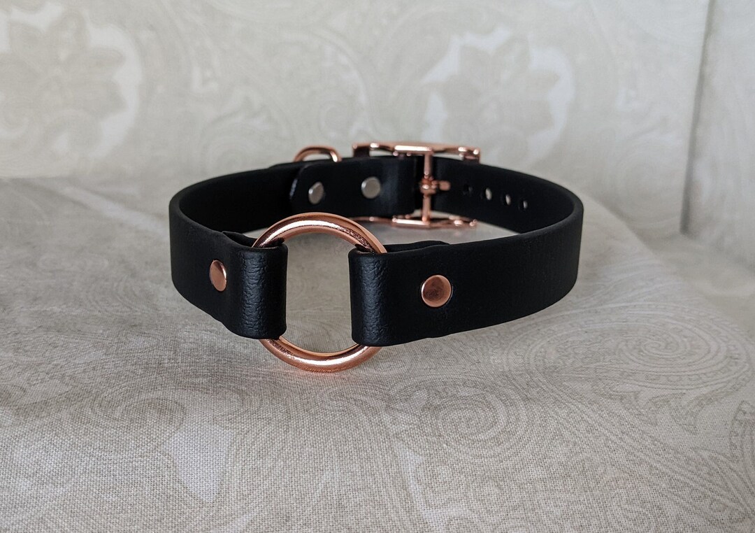 3/4" Rose Gold Vegan Leather O Ring Buckling Collar - Etsy