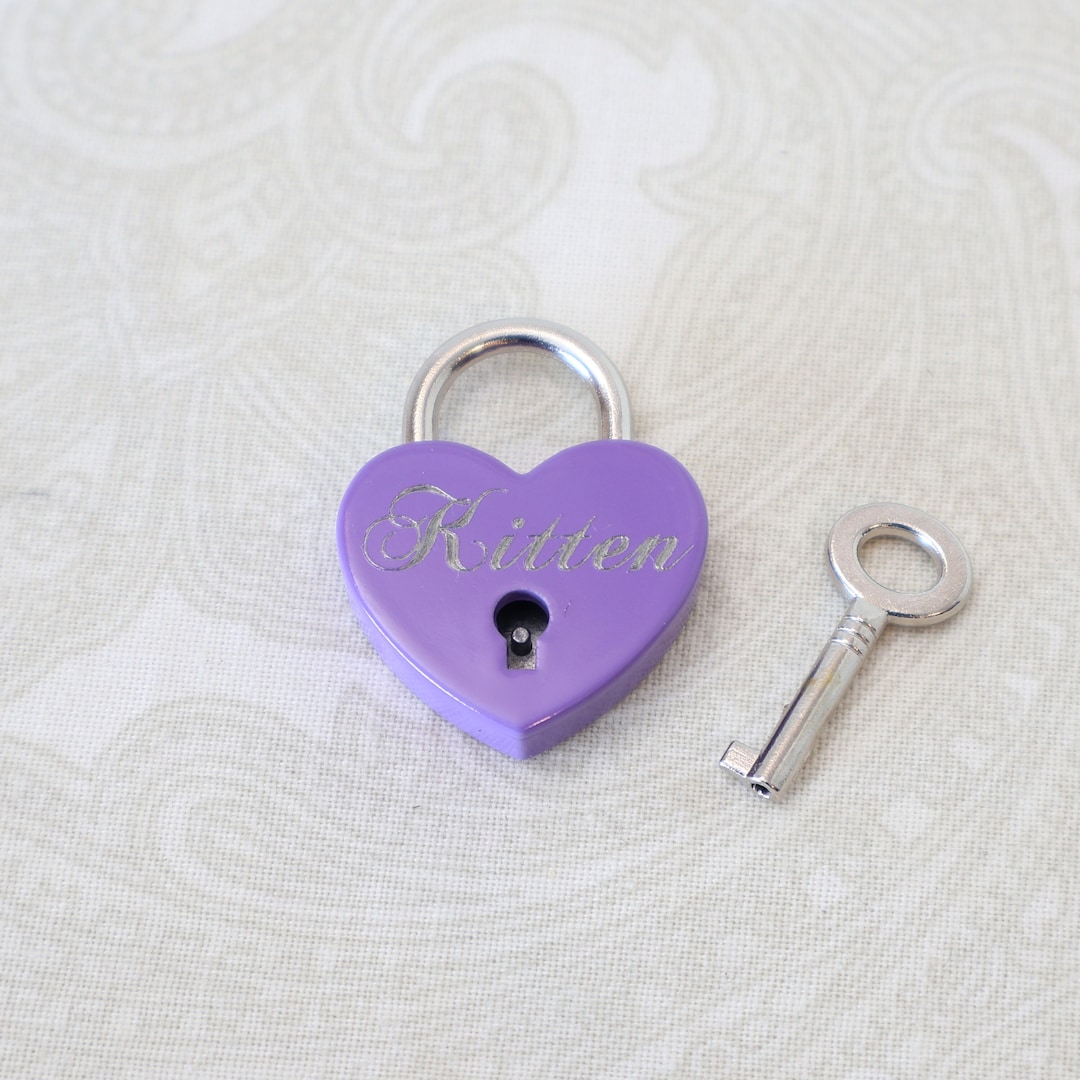 Small Purple Heart Lock Padlock - Personalized Diamond Engraving ...