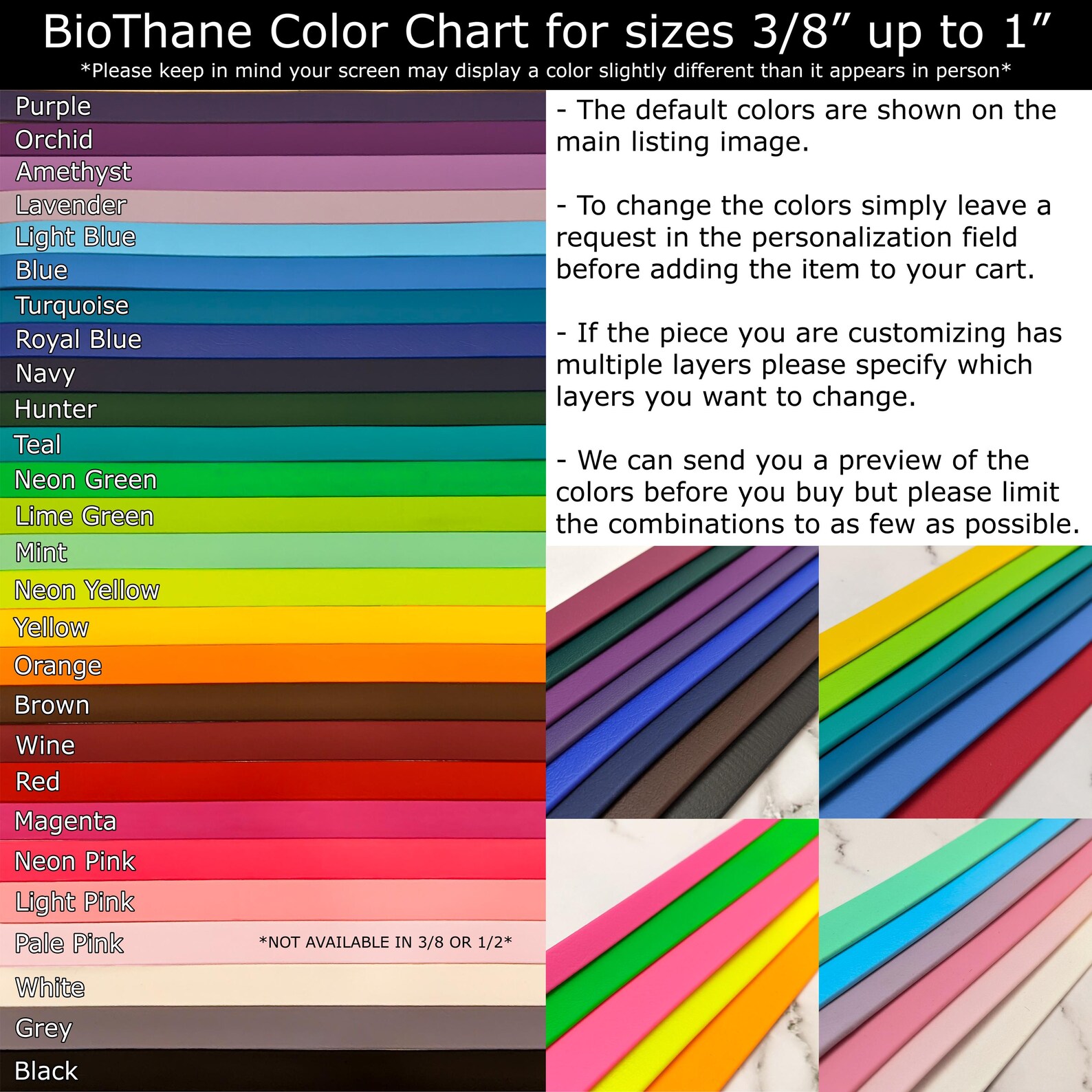 One Pair Buckling Biothane Cuffs - 3 Sizes - Many Colors Customizable ...