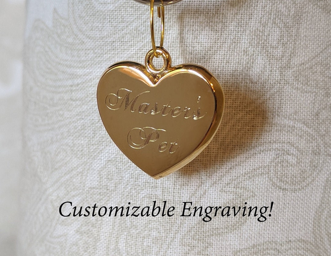 Gold Tone 3-D Heart Tag - Personalized Diamond Engraving - Pet Tag ...