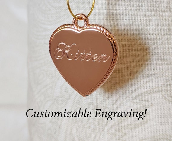 Rose Gold Rope Heart Tag Personalized Diamond Engraving - Etsy