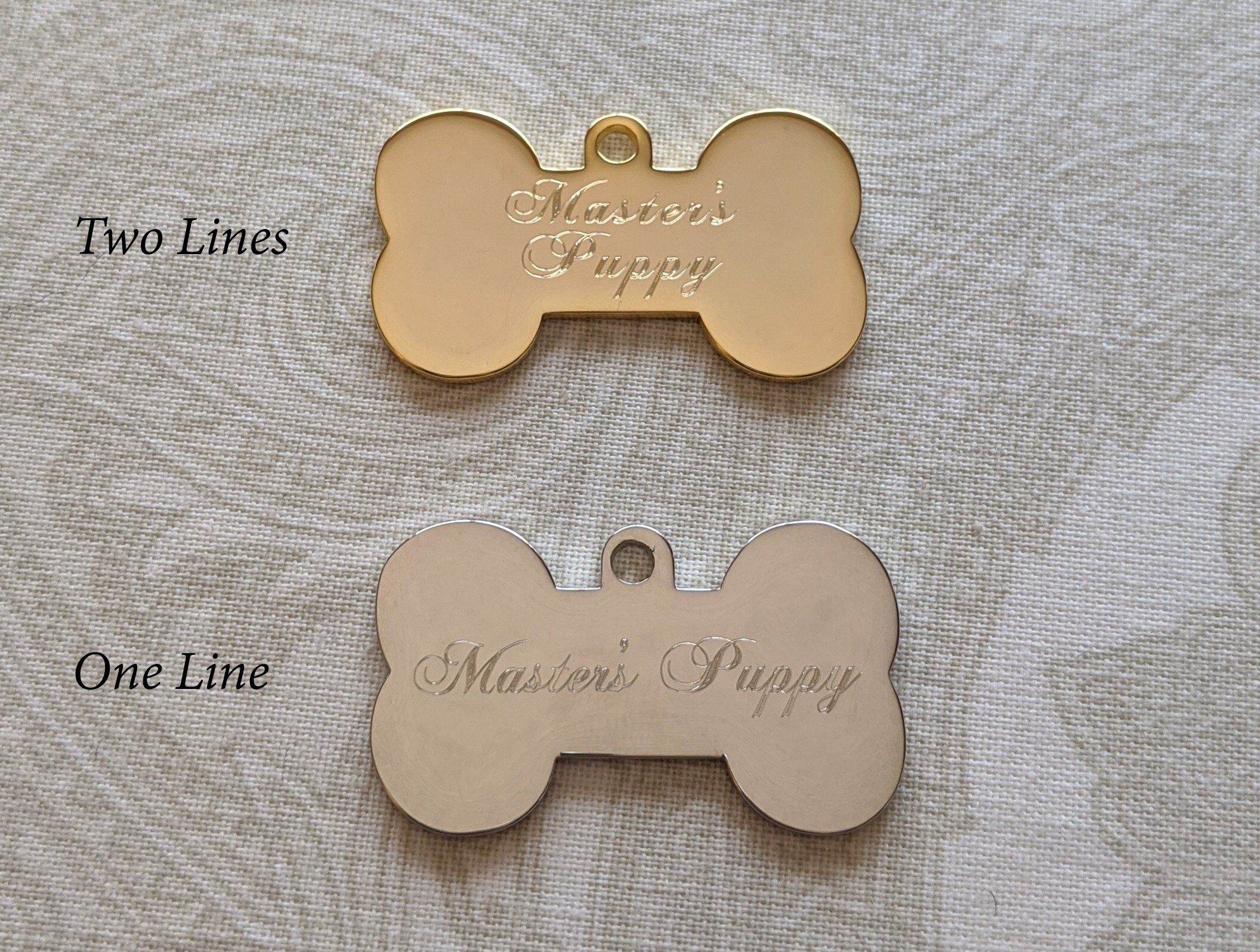 Silver Tone Bone Tag Personalized Diamond Engraving Pet - Etsy