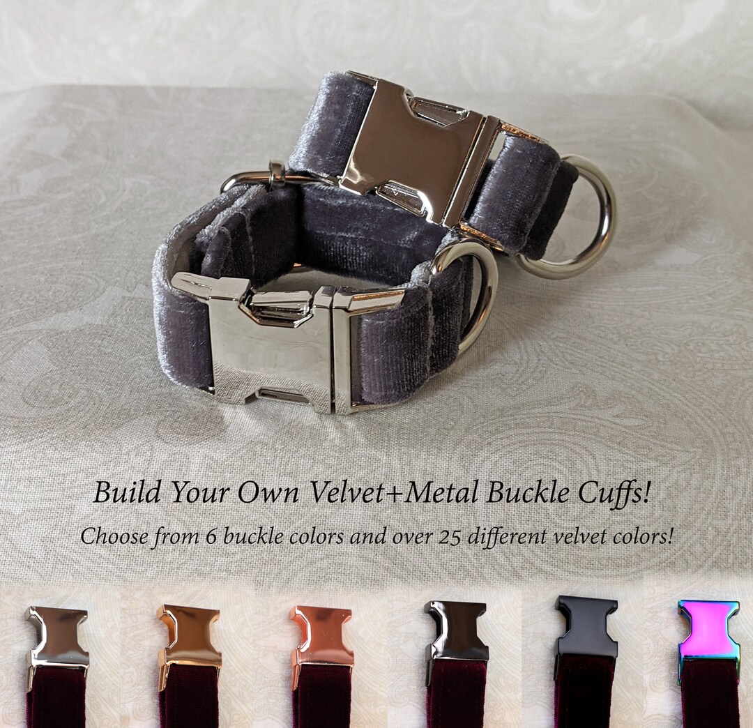 Build Your Own 3/4" Luxe Velvet Cuffs - Adjustable Puppy Kitten Cuff ...