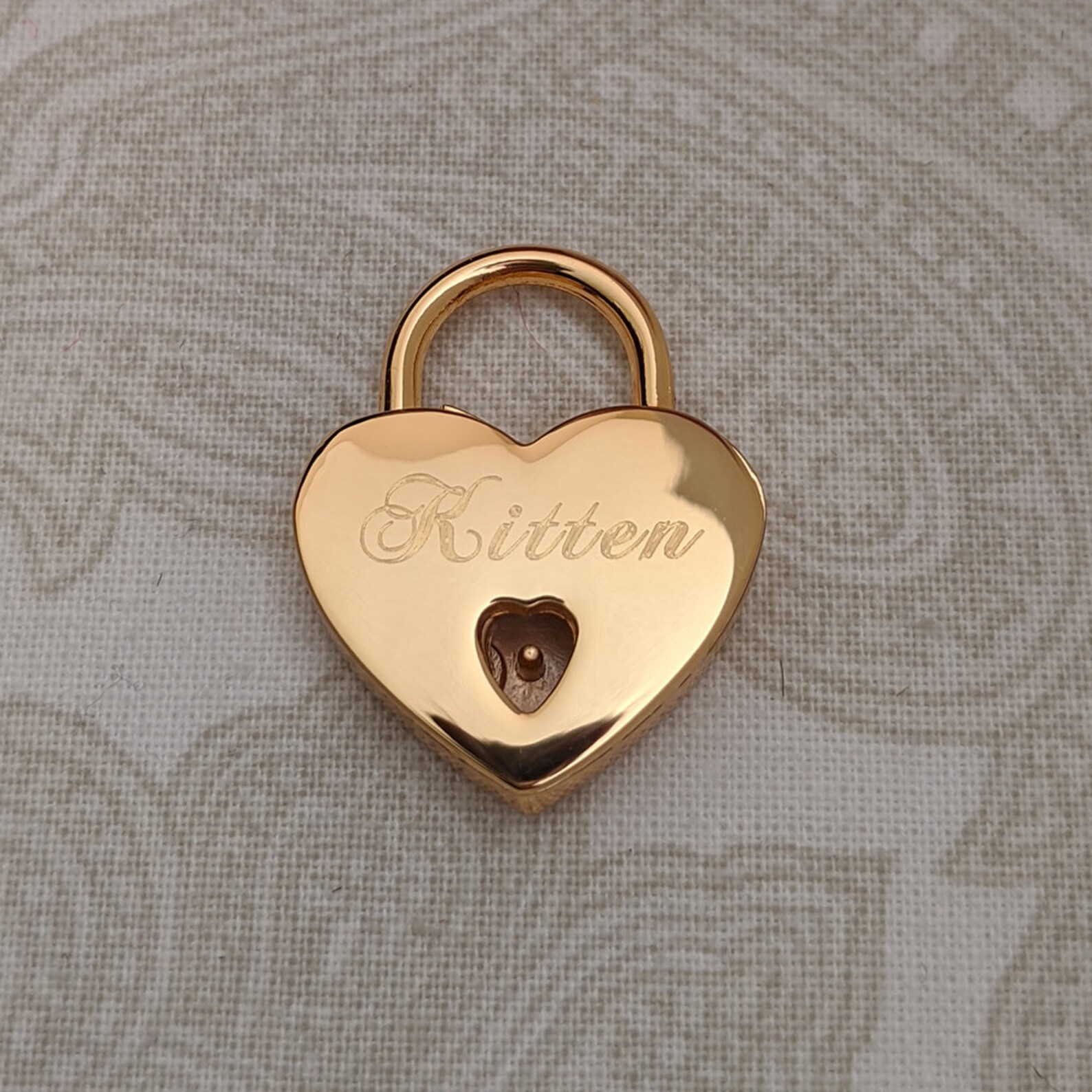 Small Gold Tone Heart Lock Padlock - Personalized Diamond Engraving ...