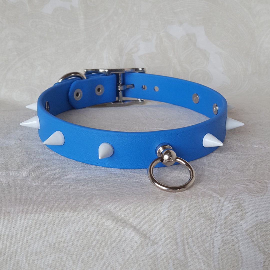 3/4 Blue Biothane With White 10mm Spikes vegan Faux - Etsy