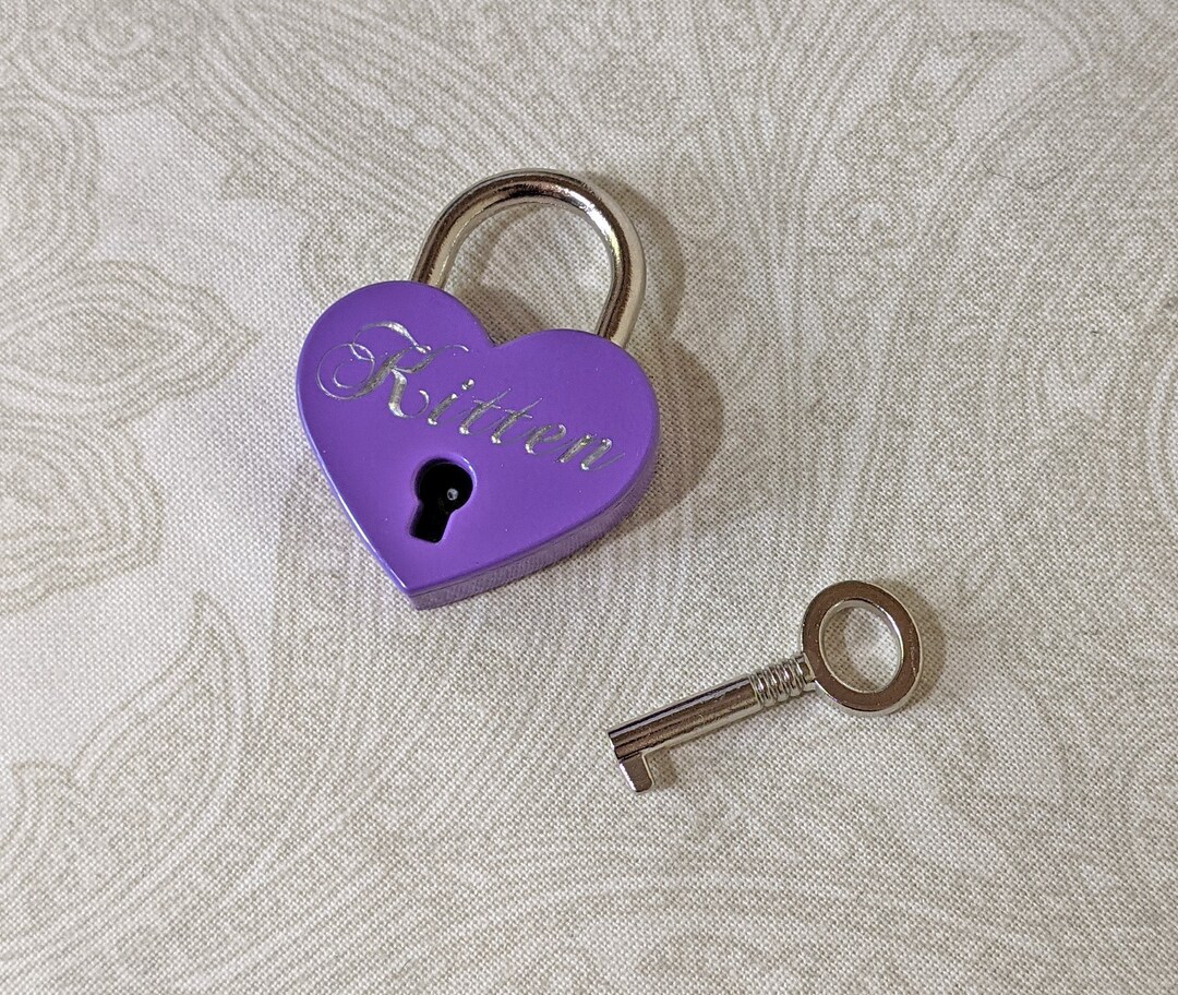 Large Purple Heart Lock Padlock - Personalized Diamond Engraving ...