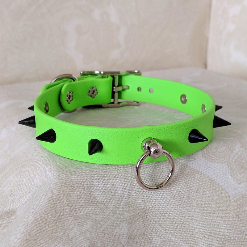 Green Leather Collar - Etsy