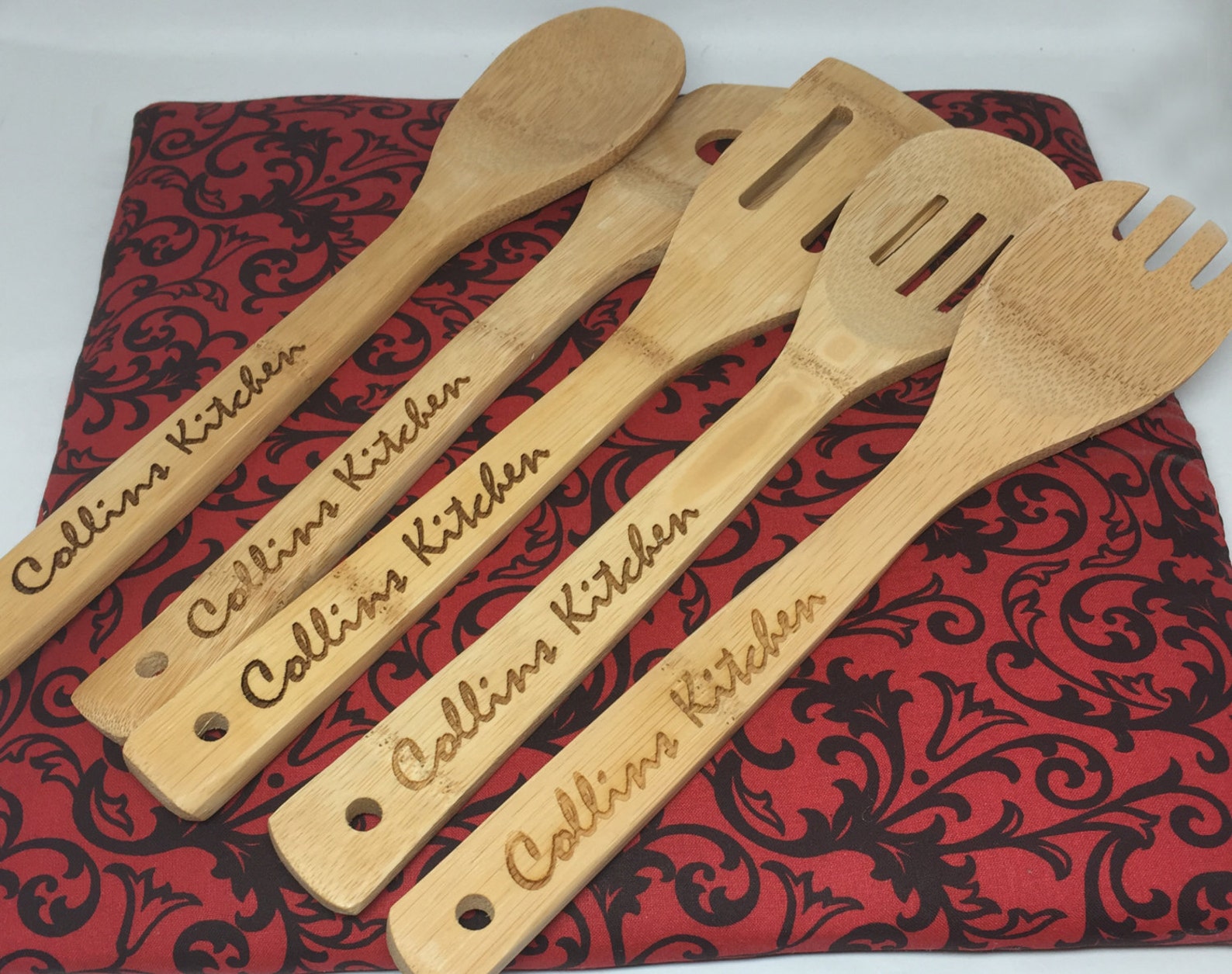 Personalized Set of 5 Custom Bamboo Wooden Spoons Cooking - Etsy