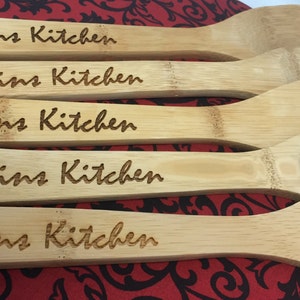 Personalized Set of 5 Custom Bamboo Wooden Spoons, Cooking Utensil, for ...