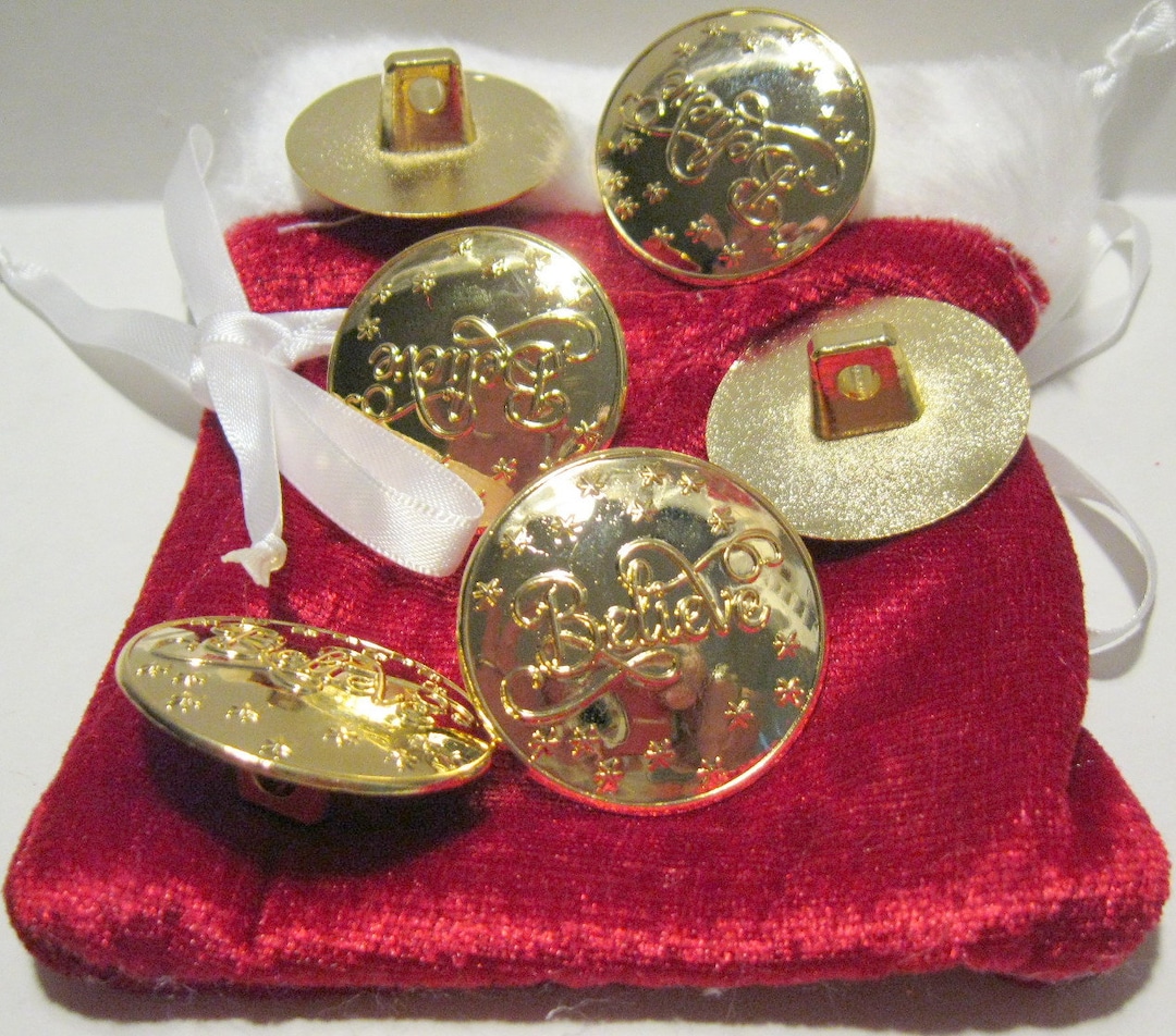 Giant 1 3/8" Bright Gold 6 Piece Sew on Type Santa Claus Suit Buttons ...