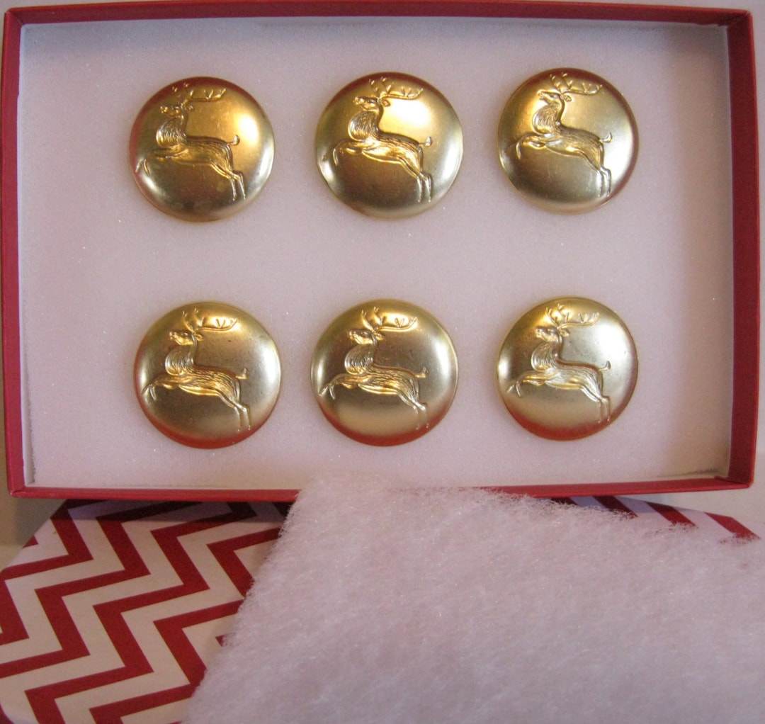 Reindeer 1 1/8" Professional Removable Brass Santa Button - Etsy