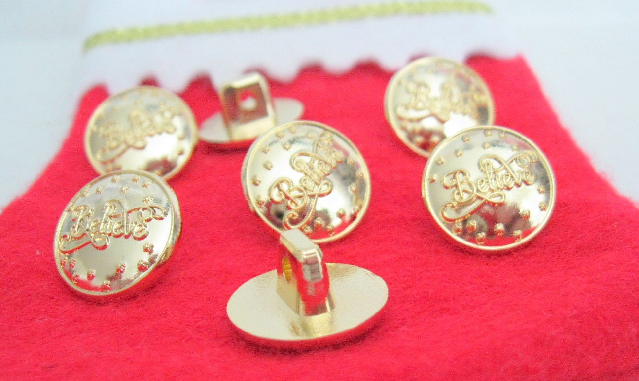Set of 7 Pcs. 5/8" Gold Sew on "believe" Buttons for Santa Shirts. - Etsy