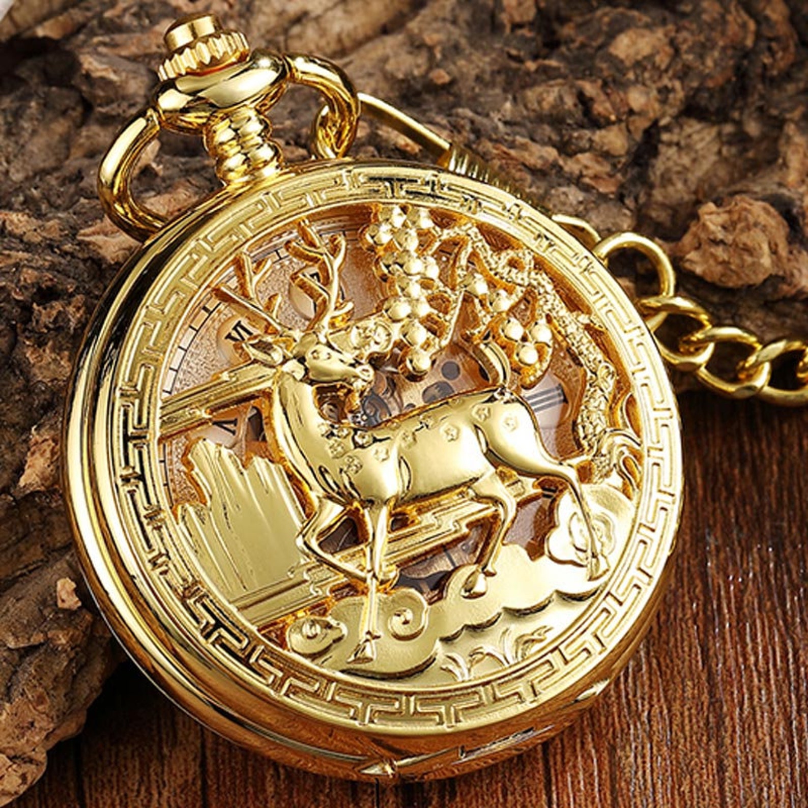 Beautiful Gold Mechanical Wind up Reindeer Watch. - Etsy