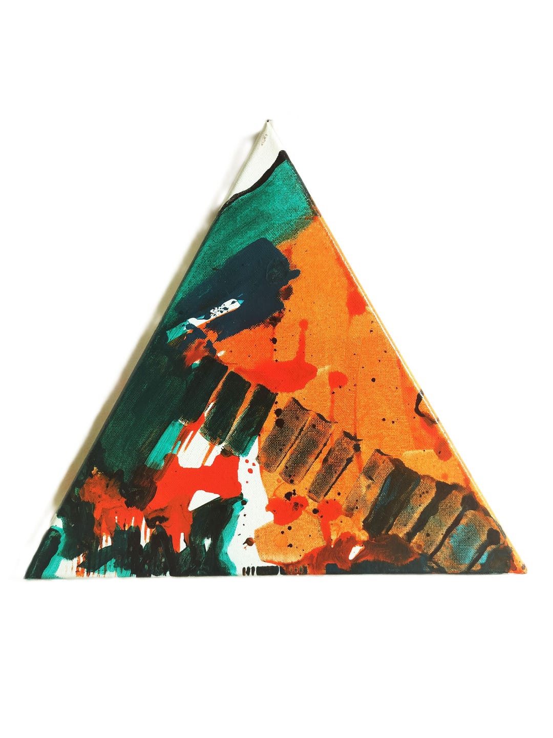 Original Triangle Canvas Art: Colorful Abstract Acrylic Painting (12x14 ...
