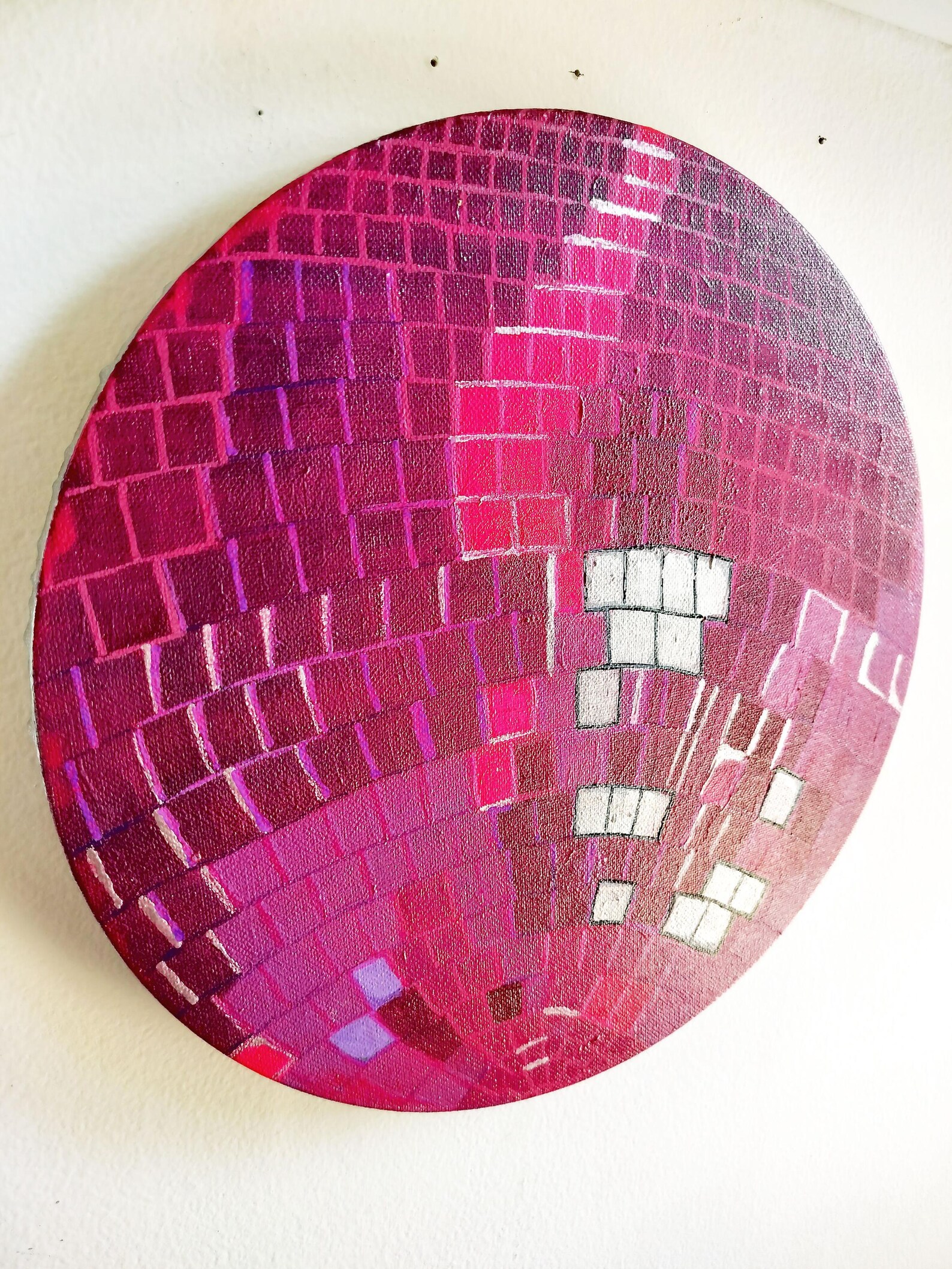 Disco Ball Painting: 12" Round Canvas Art, Colorful Still Life - Etsy