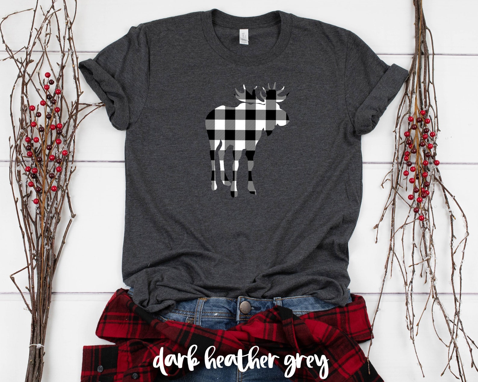 Moose Black White Buffalo Plaid Shirt, Moose T-shirt, Bull Moose ...