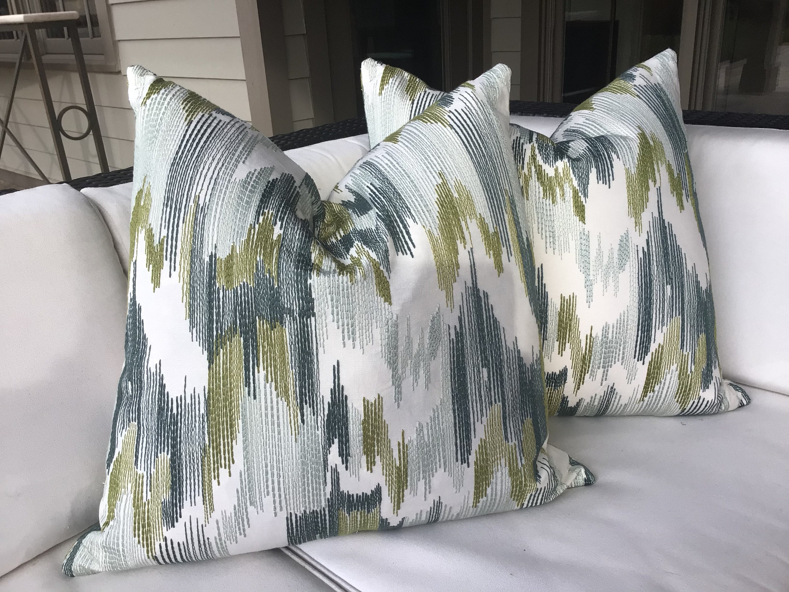 FABRICUT OUTRAGEOUS Embroidered Pattern in Soft Blue and - Etsy